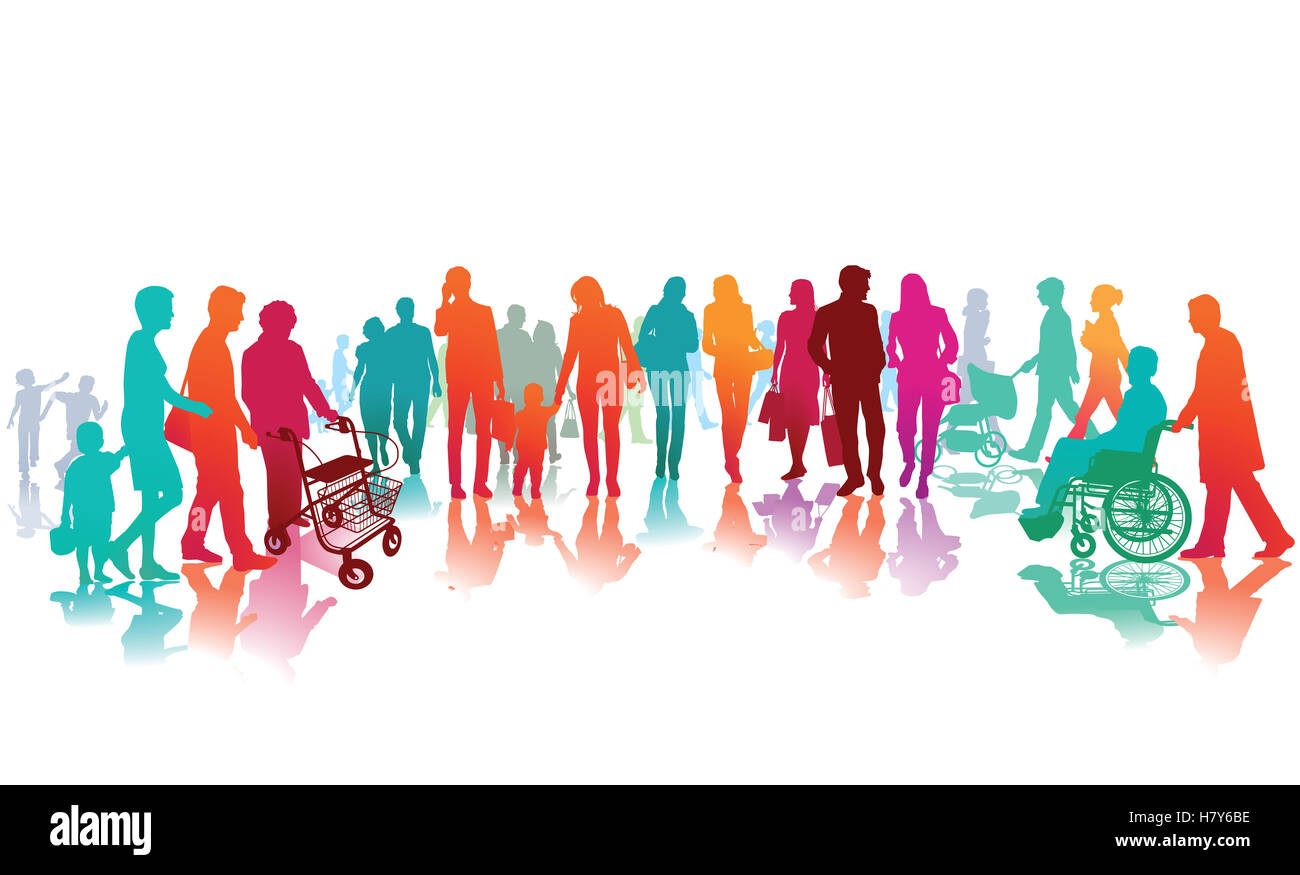 Street Panorama with many people Stock Photo - Alamy