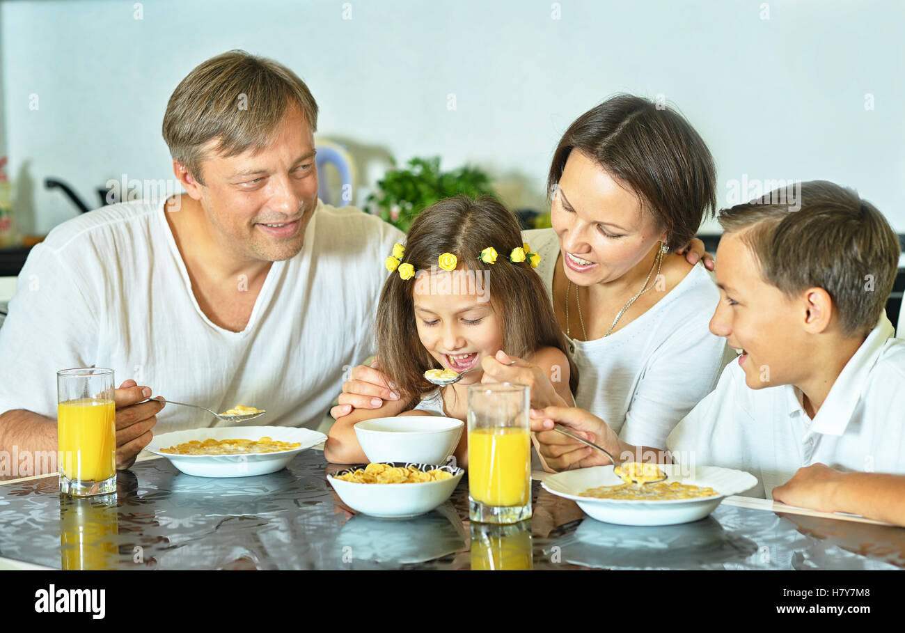 Family having breakfast Stock Photo - Alamy