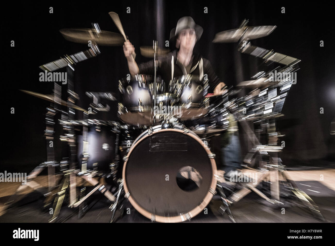 Musical instrument, Drum Kit on the stage, France Stock Photo - Alamy