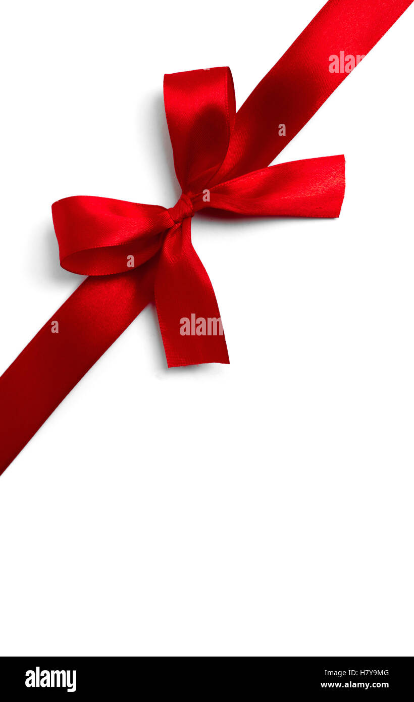 Red ribbon bow on white background Stock Photo - Alamy