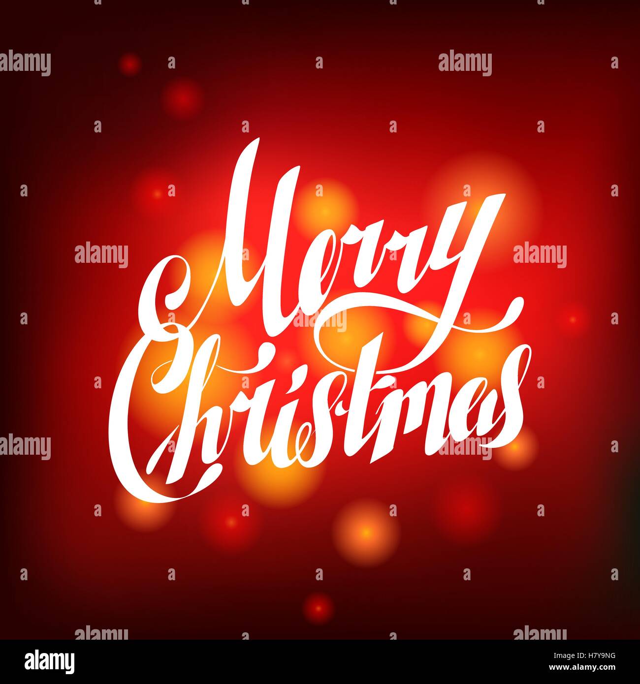 Red Light Merry Christmas Hand Lettering Greeting Card Stock Vector ...