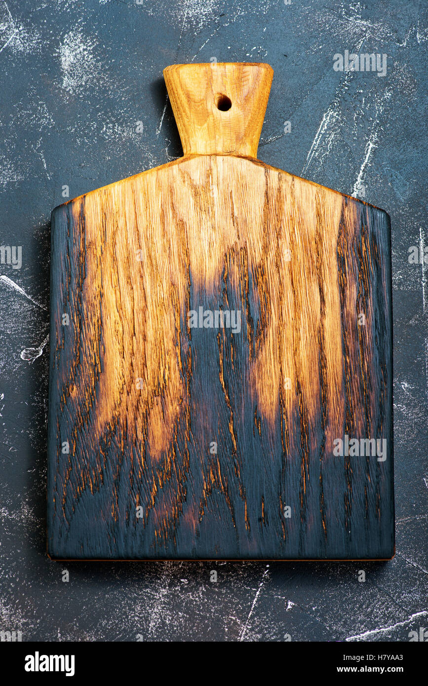 wooden board, kitchen boards on a table Stock Photo - Alamy