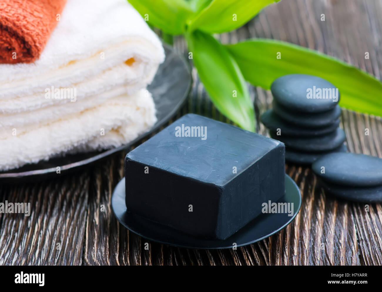 SPA objects on a table, objects for massage Stock Photo - Alamy