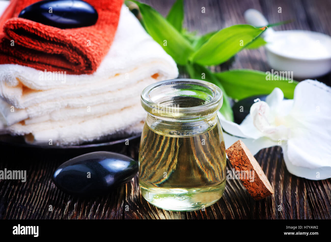 SPA objects on a table, objects for massage Stock Photo - Alamy