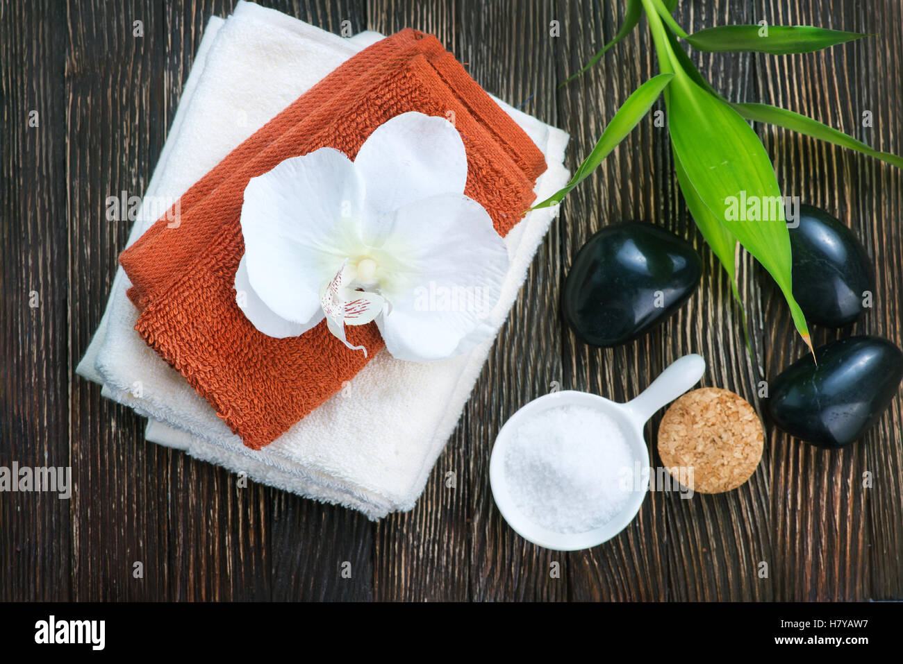 SPA objects on a table, objects for massage Stock Photo - Alamy