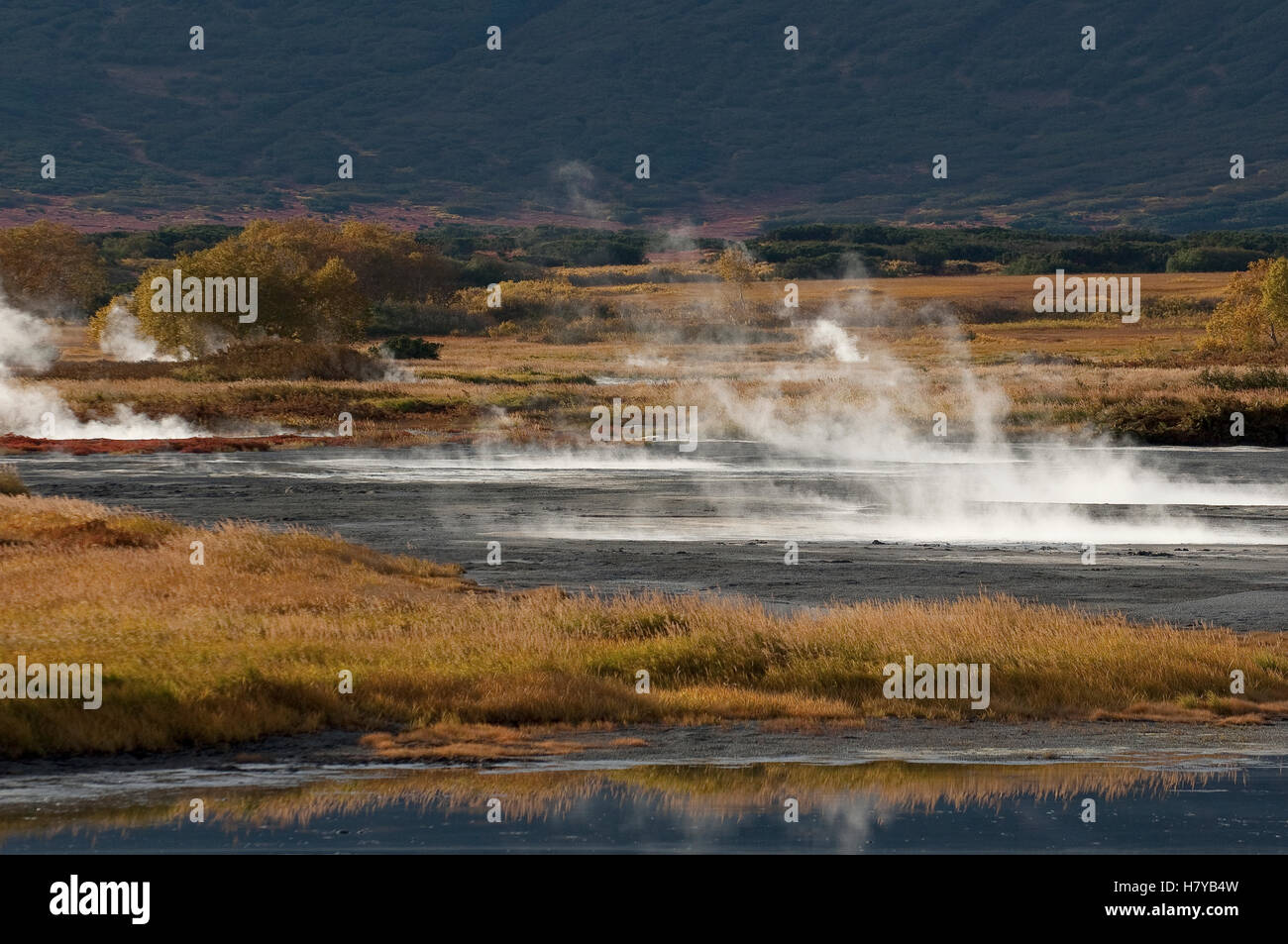 Steam coming off water, Kamchatka, Russia Stock Photo - Alamy