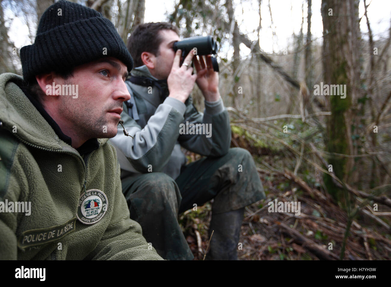 Environmental police and fishing guard watching for illegal frog ...