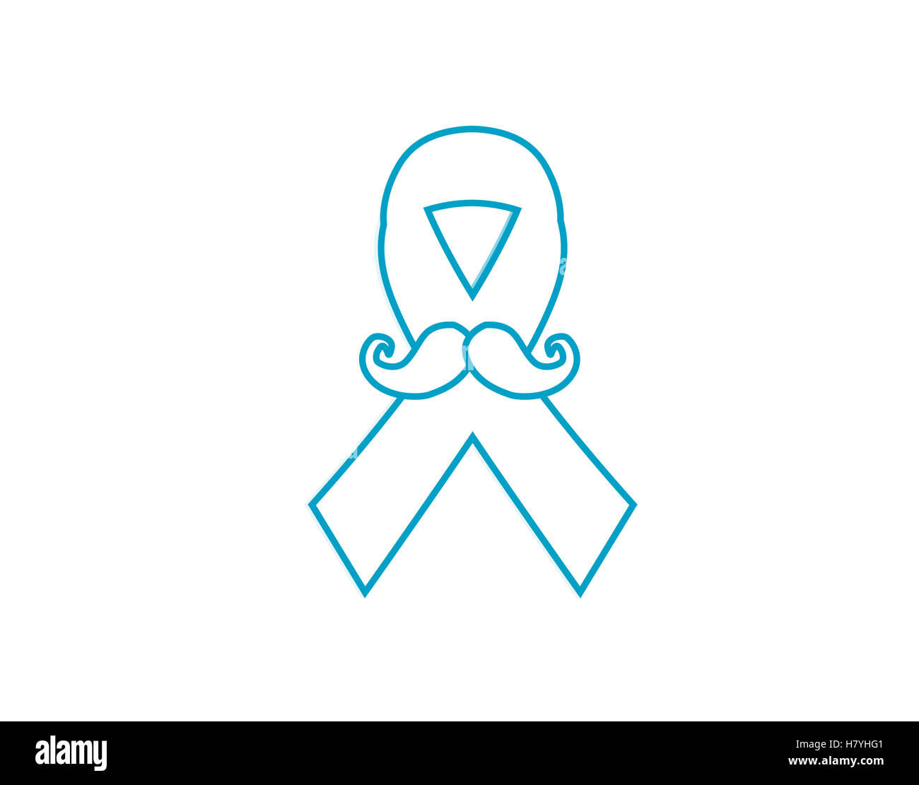 Prostate cancer ribbon awareness on white background. Light blue ribbon ...