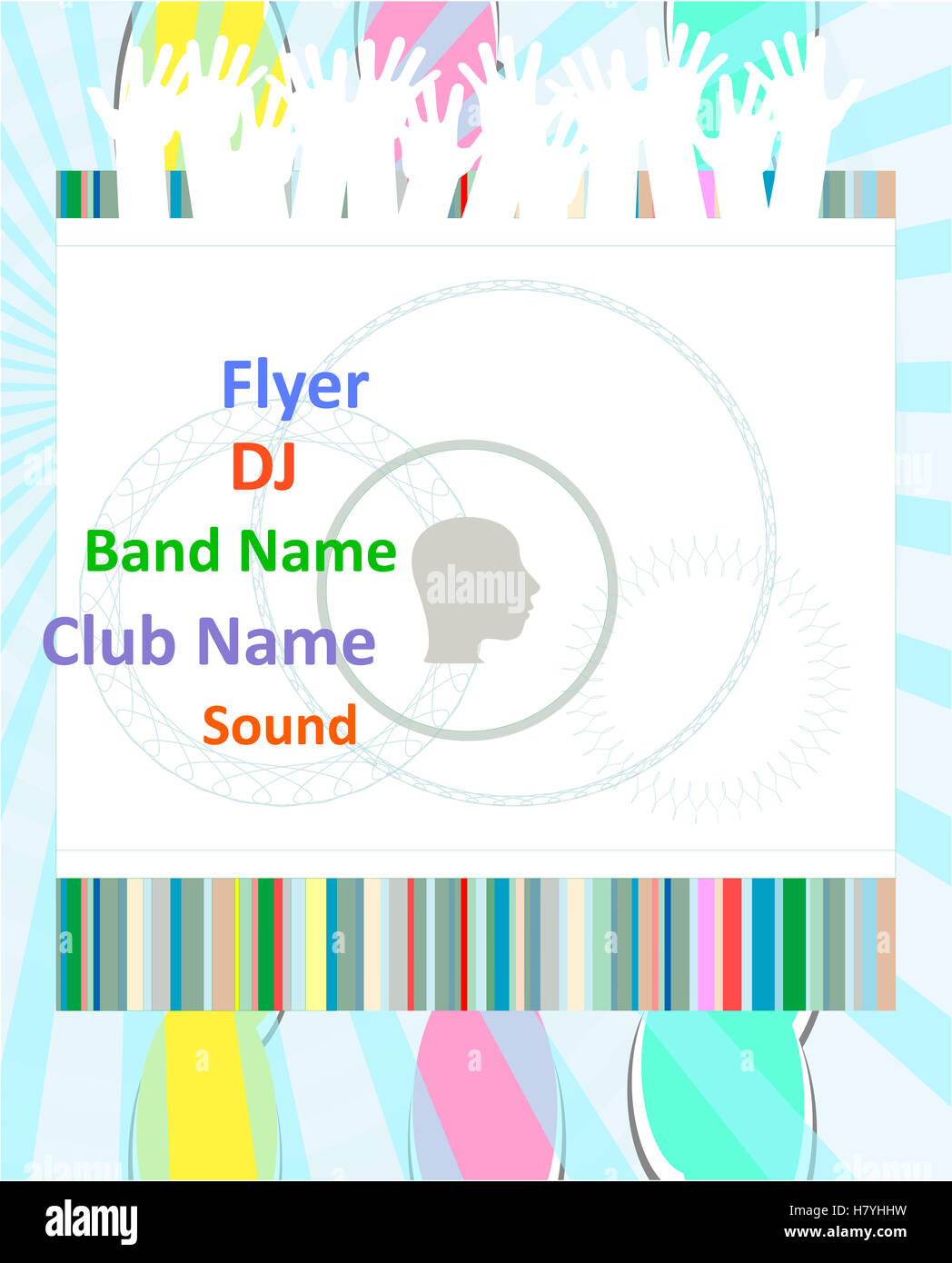 Vertical music party background with colorful graphic elements and text ...