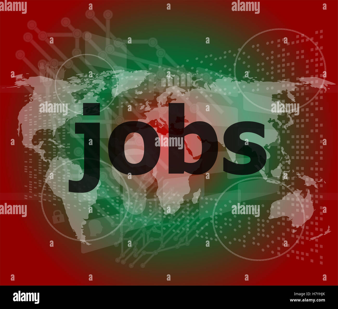 The word jobs on digital screen, social concept Stock Photo - Alamy