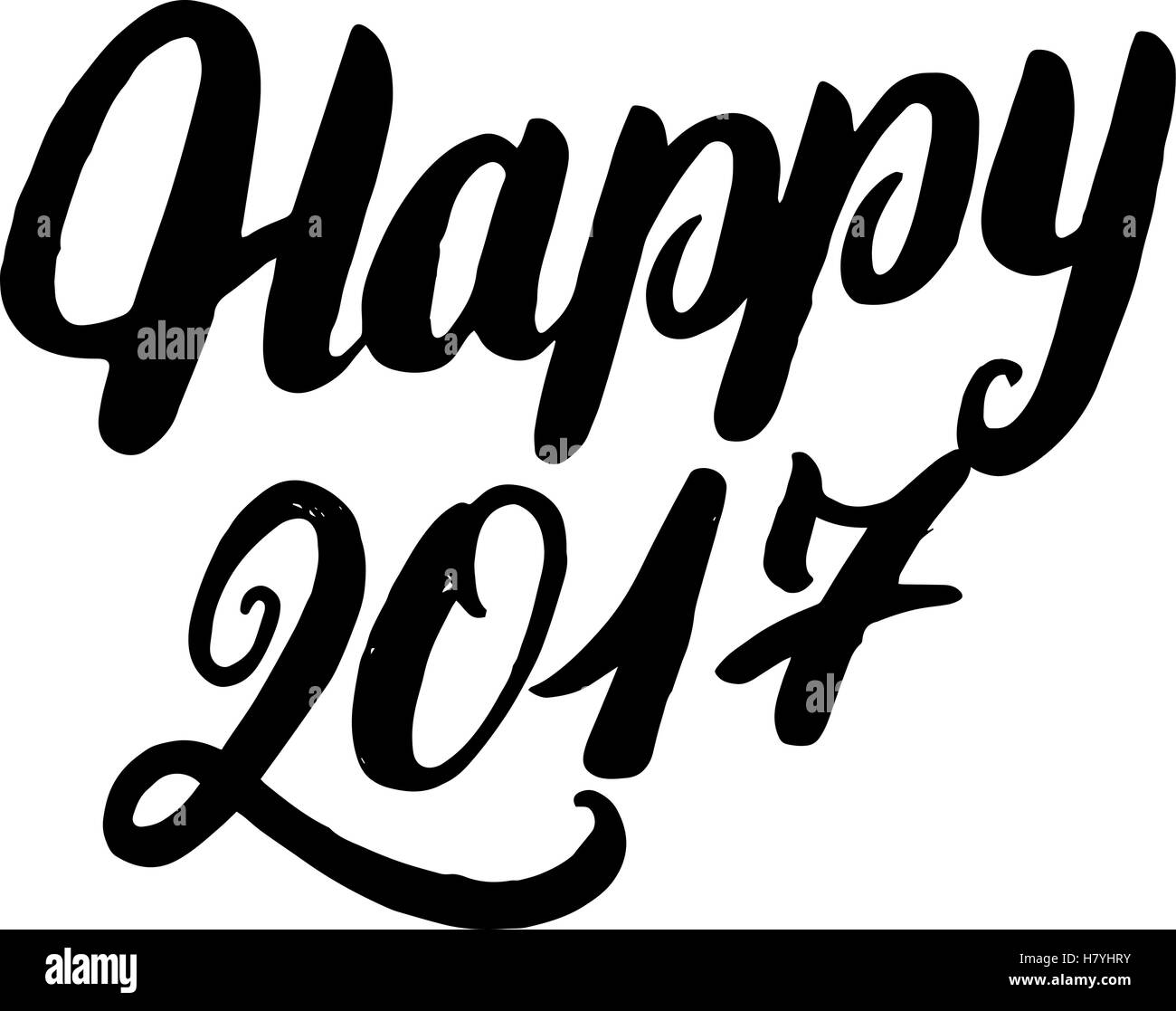 Happy 2017 hand written lettering greeting card or background. Modern ...