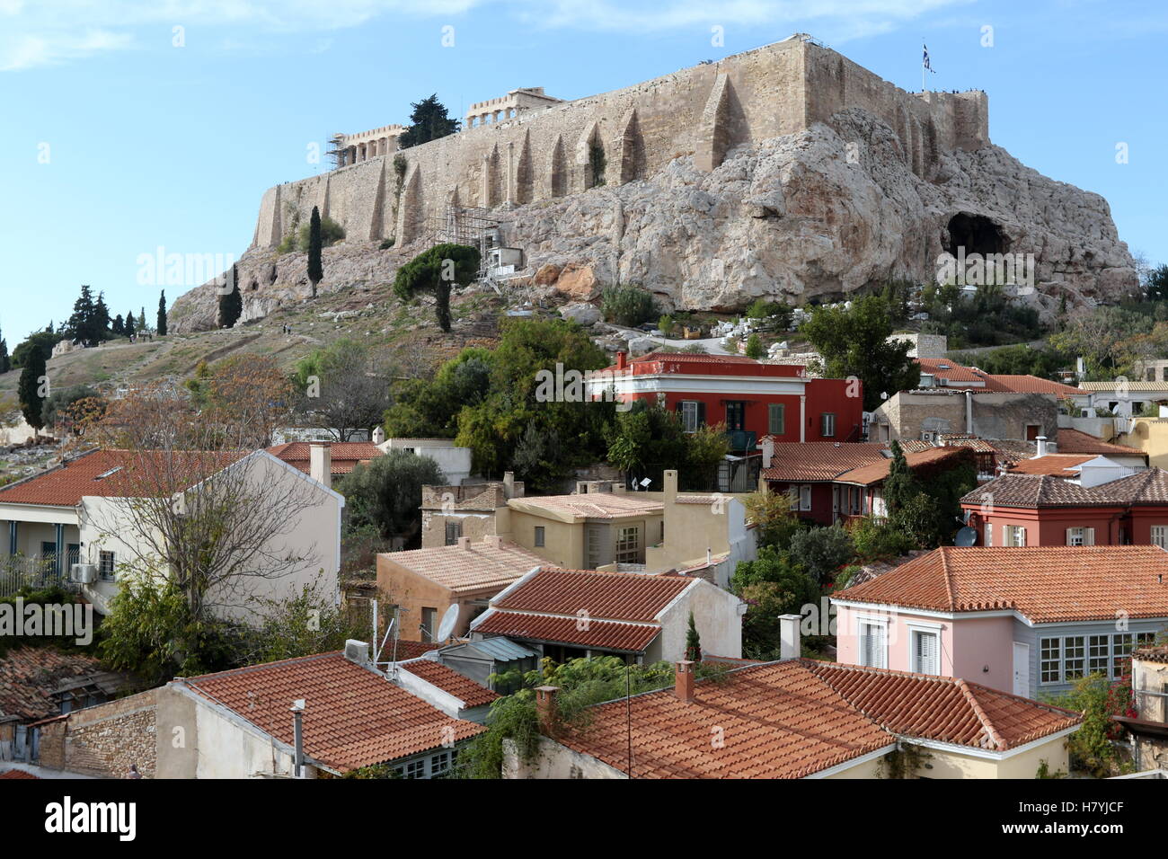 View of the Acropolis, its South and East Slopes, and Plaka area of ...