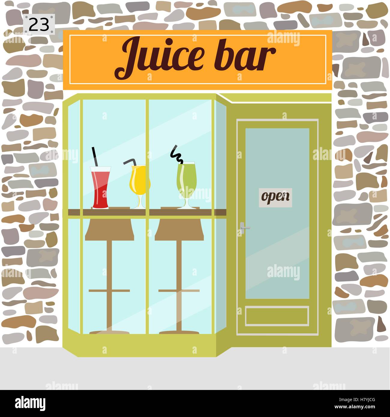 Fresh juice bar building Stock Vector Art & Illustration, Vector Image ...
