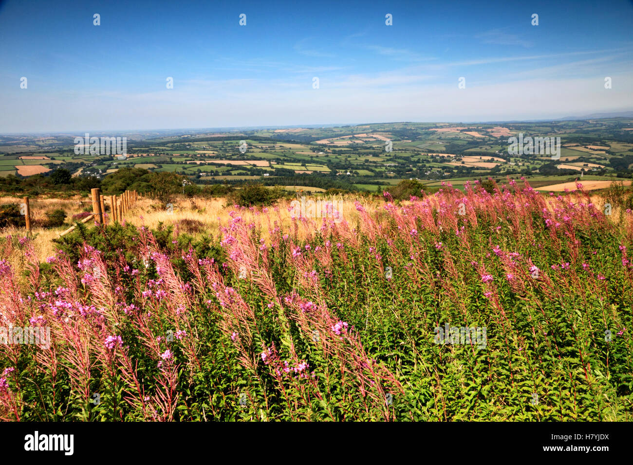 Open views from the top of Kit Hill, near Callington in Cornwall Stock ...