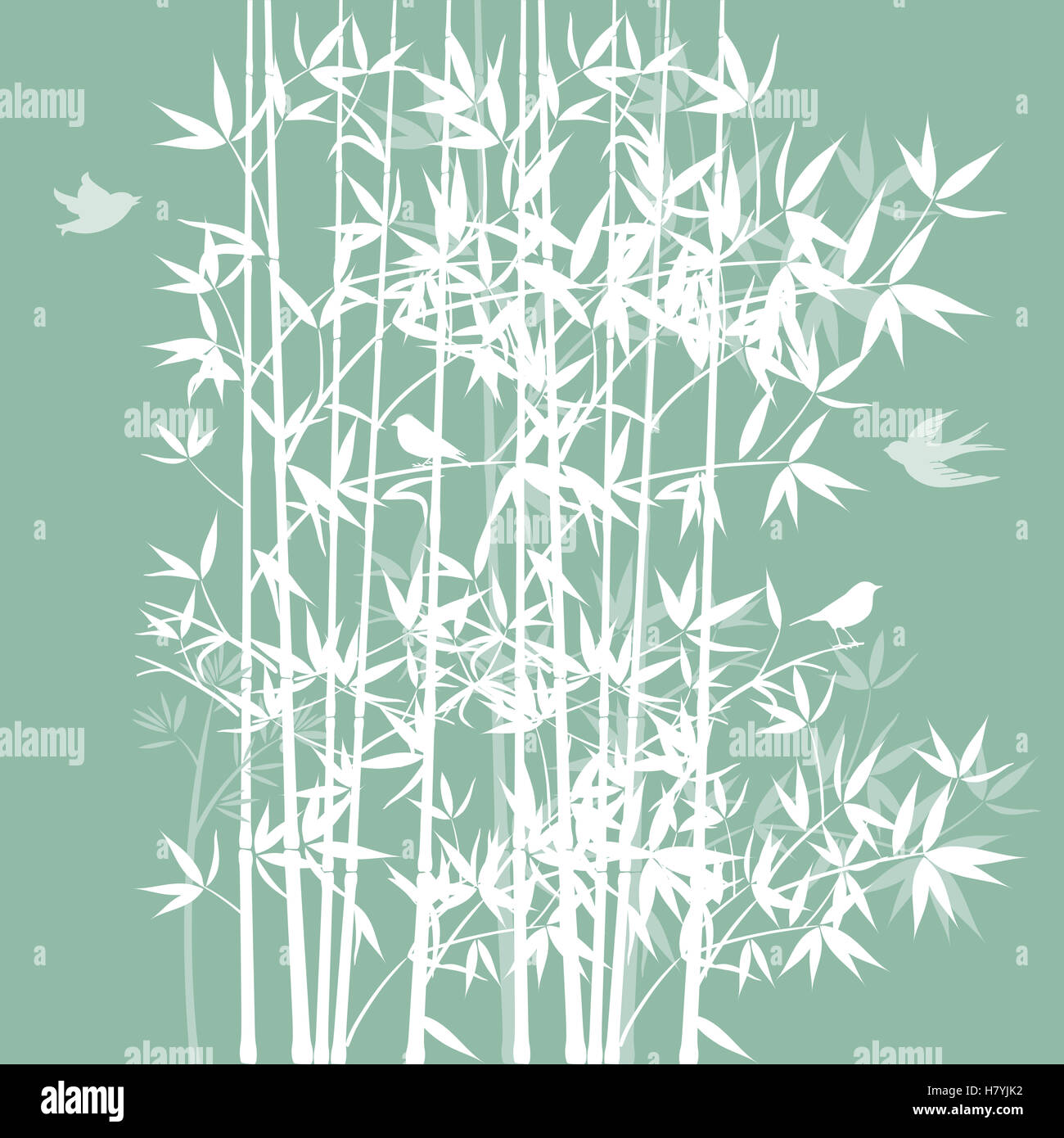Bamboo with birds Stock Photo - Alamy