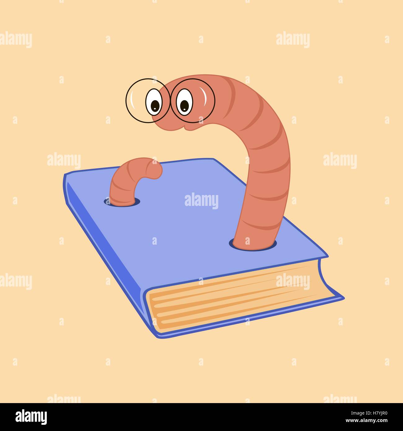 A cartoon bookworm and a book. Vector illustration Stock Vector Image ...