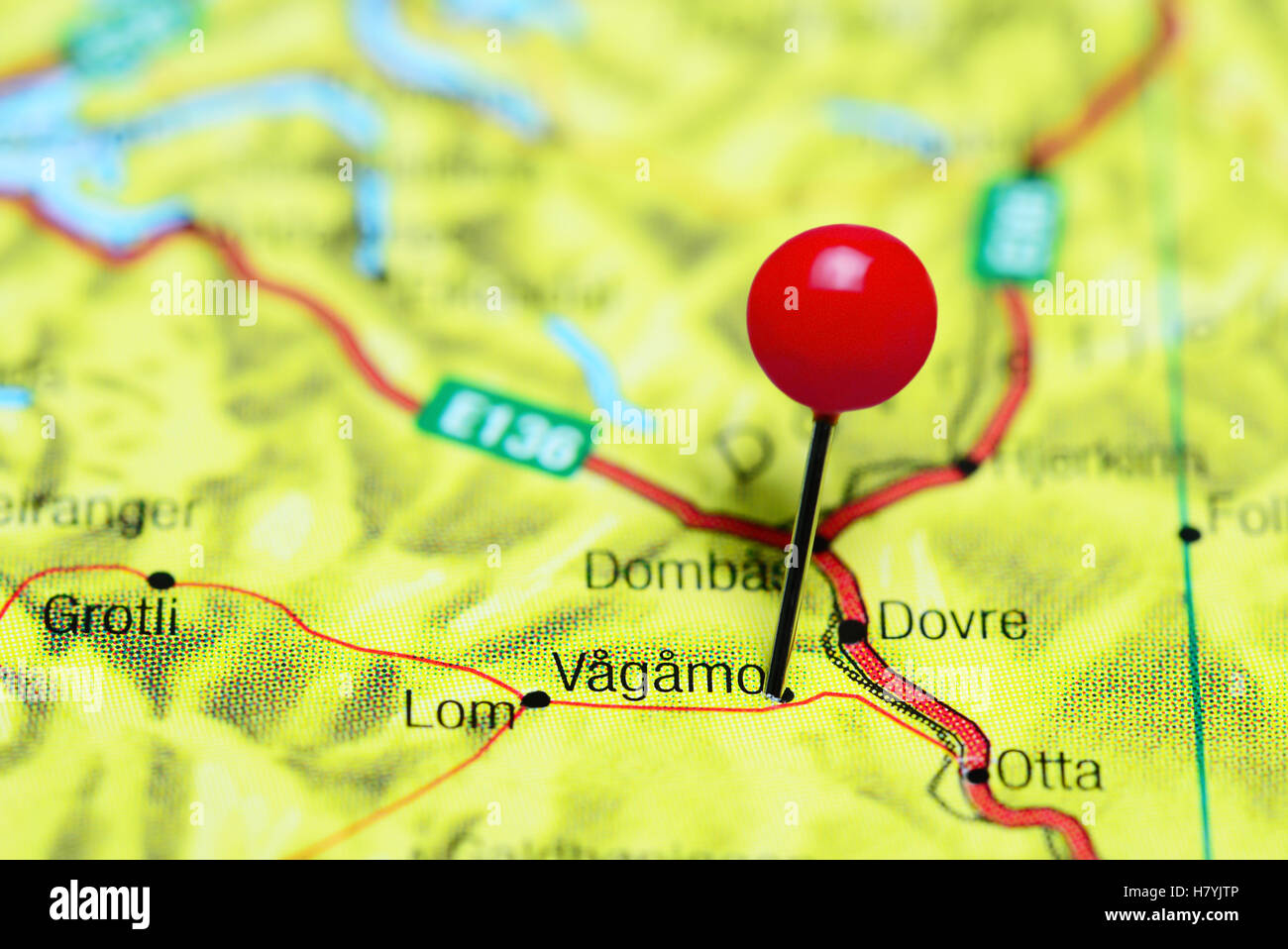 Vagamo pinned on a map of Norway Stock Photo - Alamy