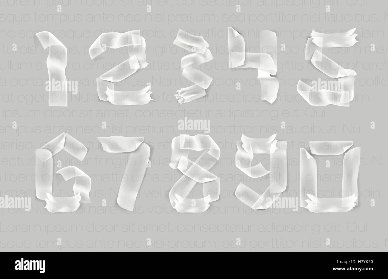 set of numbers from adhesive transparent tape Stock Vector Image & Art ...
