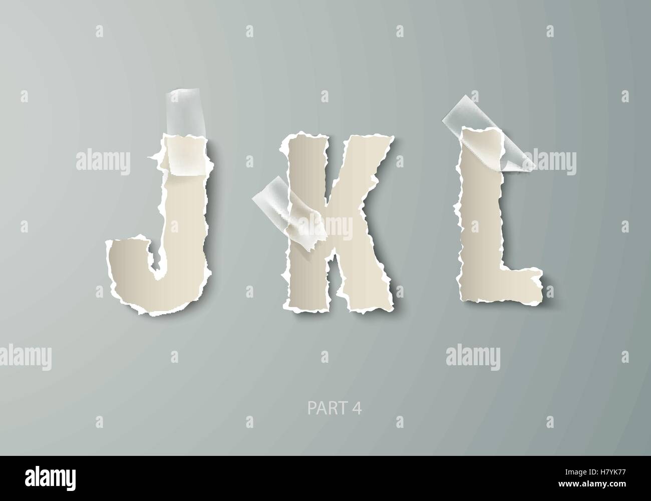 vector set alphabet ABC torn paper with transparent tape Stock Vector ...