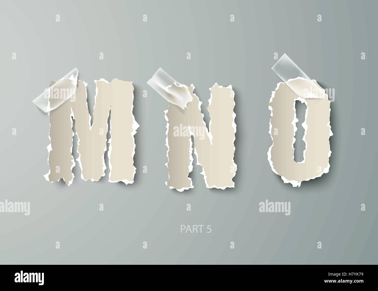 vector set alphabet ABC torn paper with transparent tape Stock Vector ...