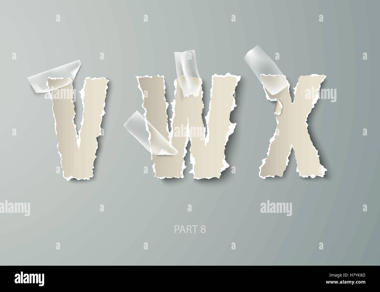 vector set alphabet ABC torn paper with transparent tape Stock Vector ...