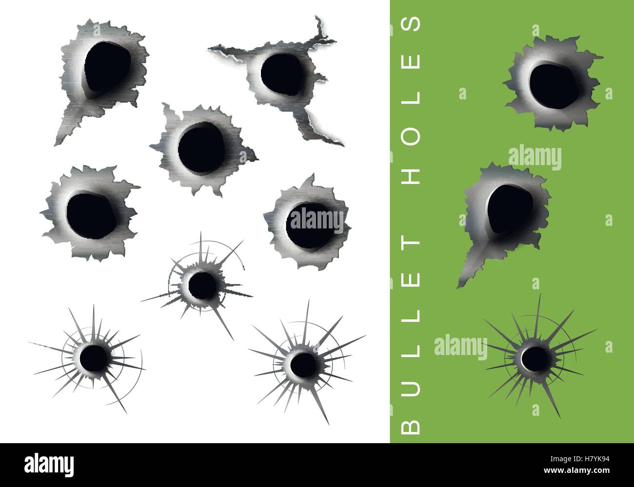 vector set of bullet holes in the metal Stock Vector Image & Art - Alamy