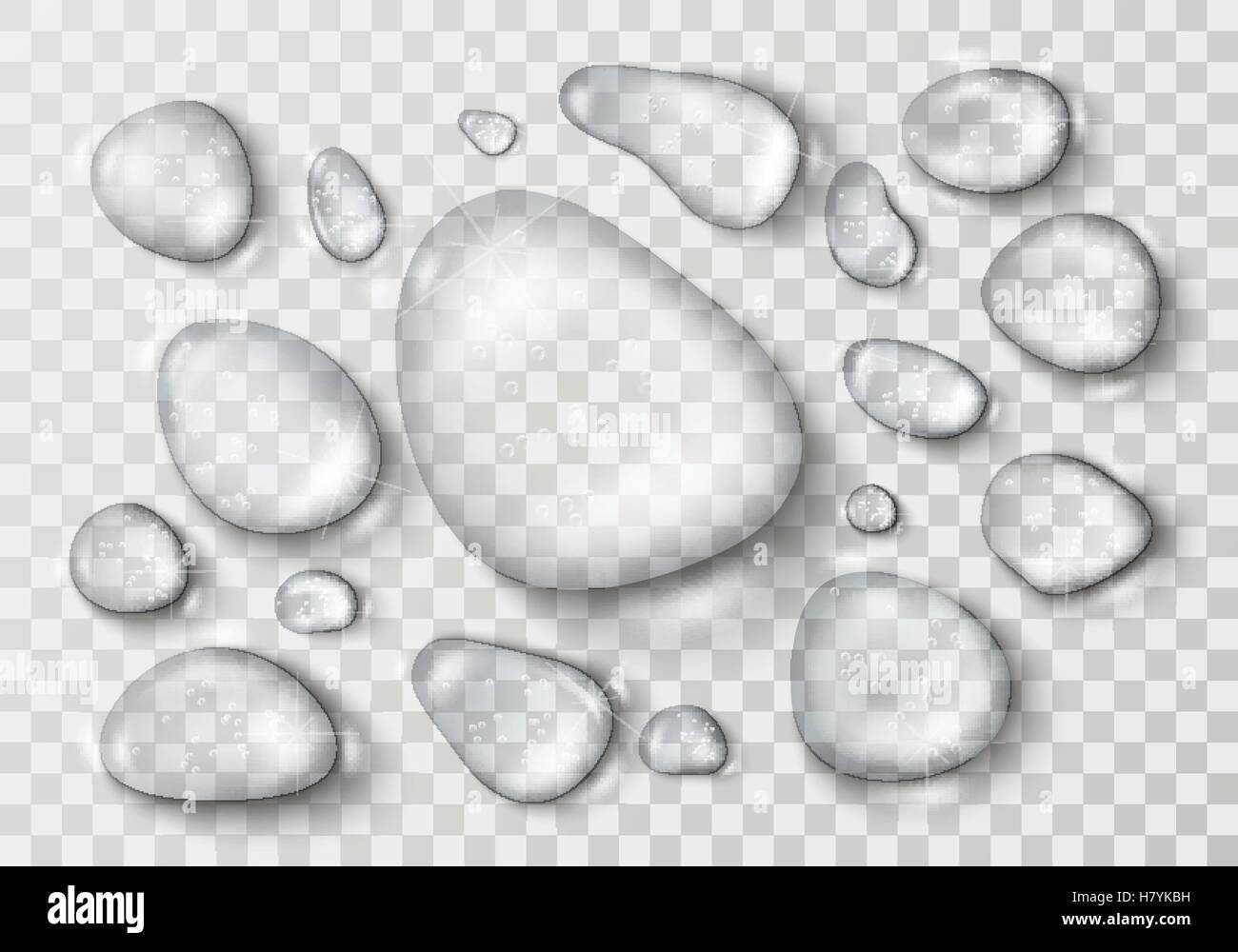 vector set of water drops with reflections and shadow Stock Vector ...