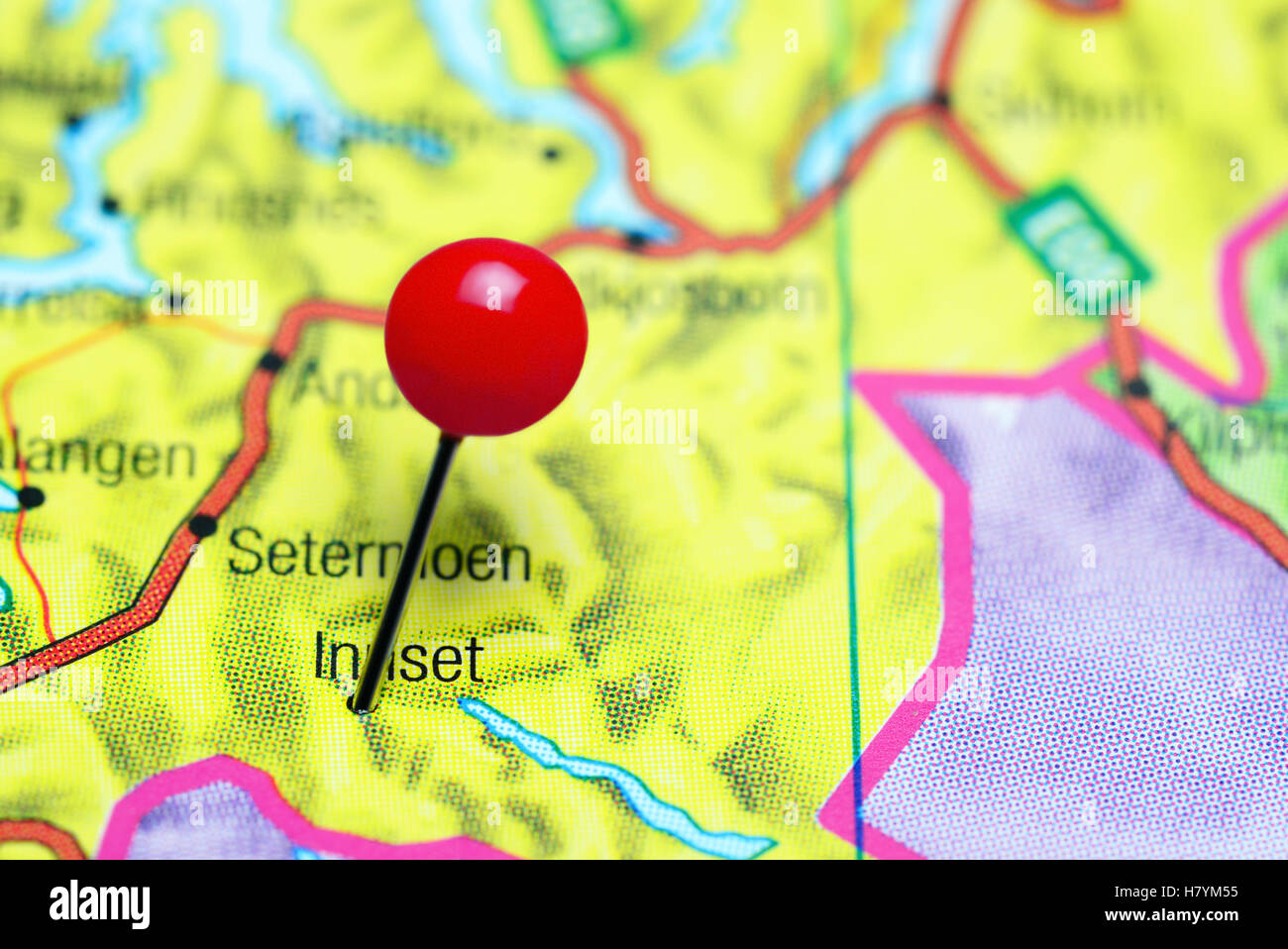 Innset pinned on a map of Norway Stock Photo - Alamy