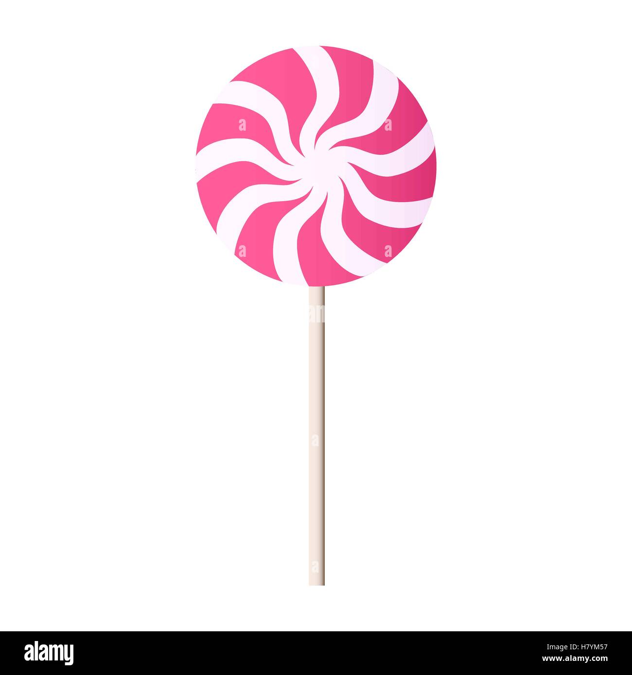 Spiral candy. Vector illustration of pink and white lollipop Stock ...