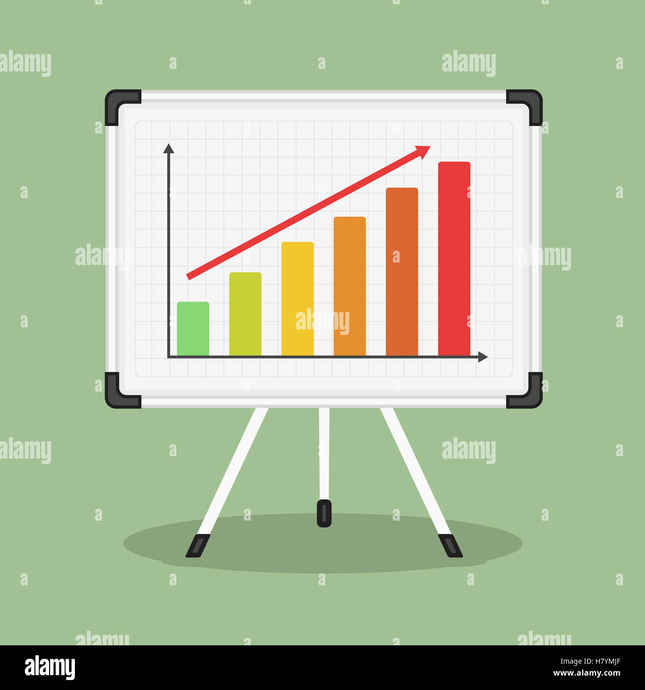 Whiteboard with growing bar graph Stock Photo - Alamy