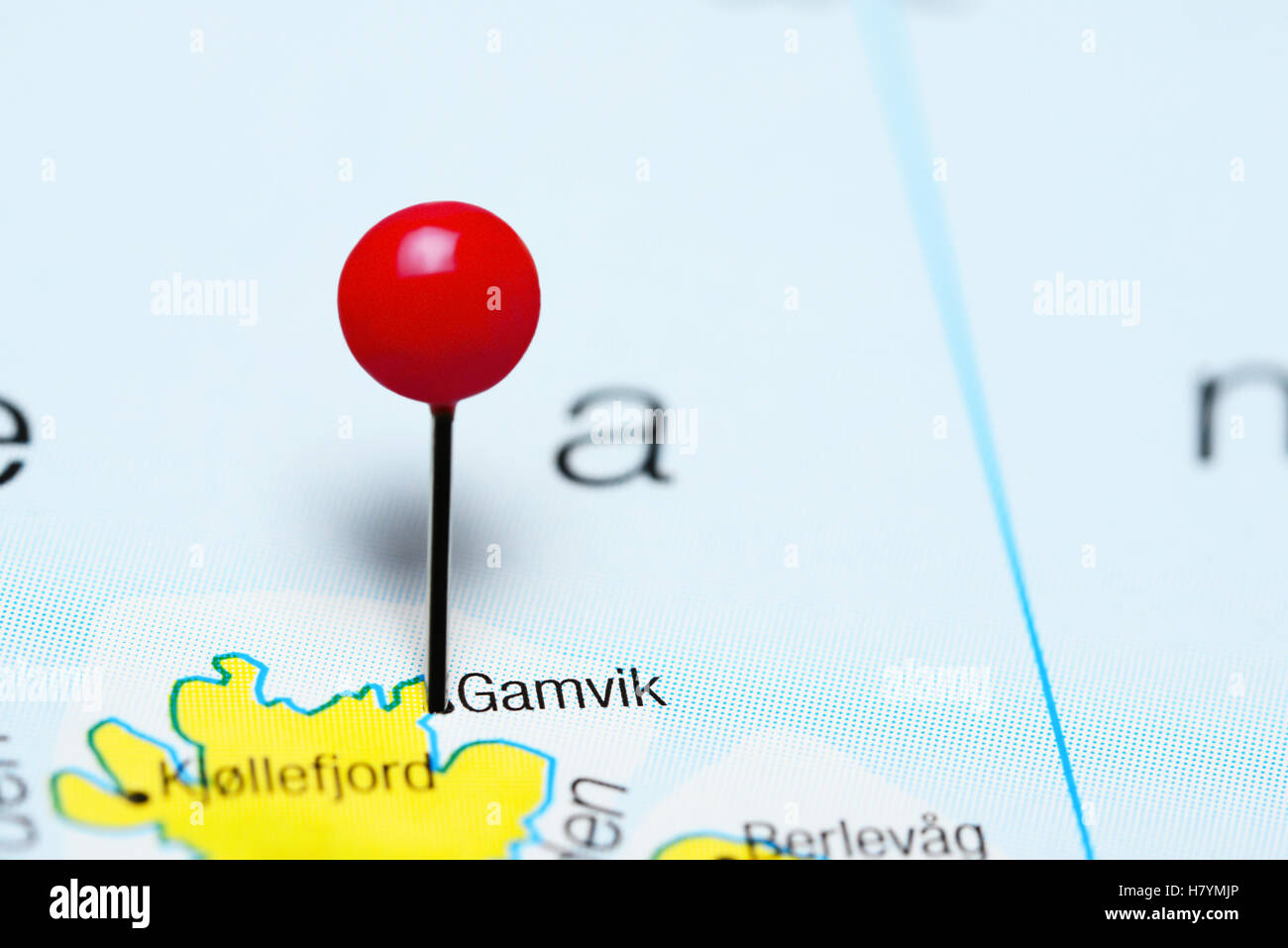 Gamvik pinned on a map of Norway Stock Photo - Alamy