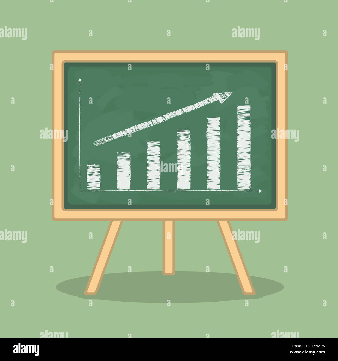Hand drawn bar graph on blackboard, flat design Stock Photo - Alamy