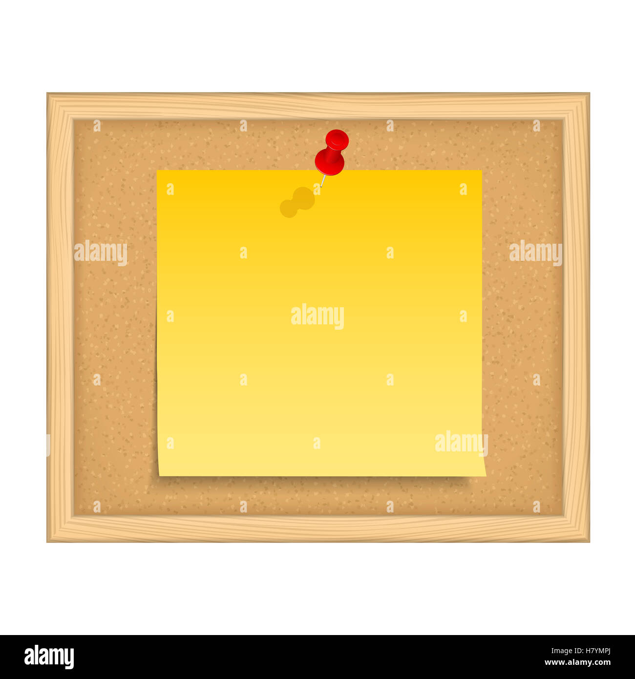 Bulletin board with yellow paper note Stock Photo - Alamy