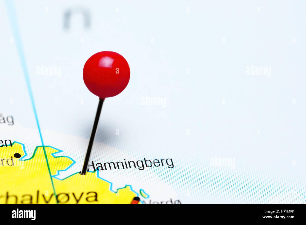 Hamningberg pinned on a map of Norway Stock Photo - Alamy