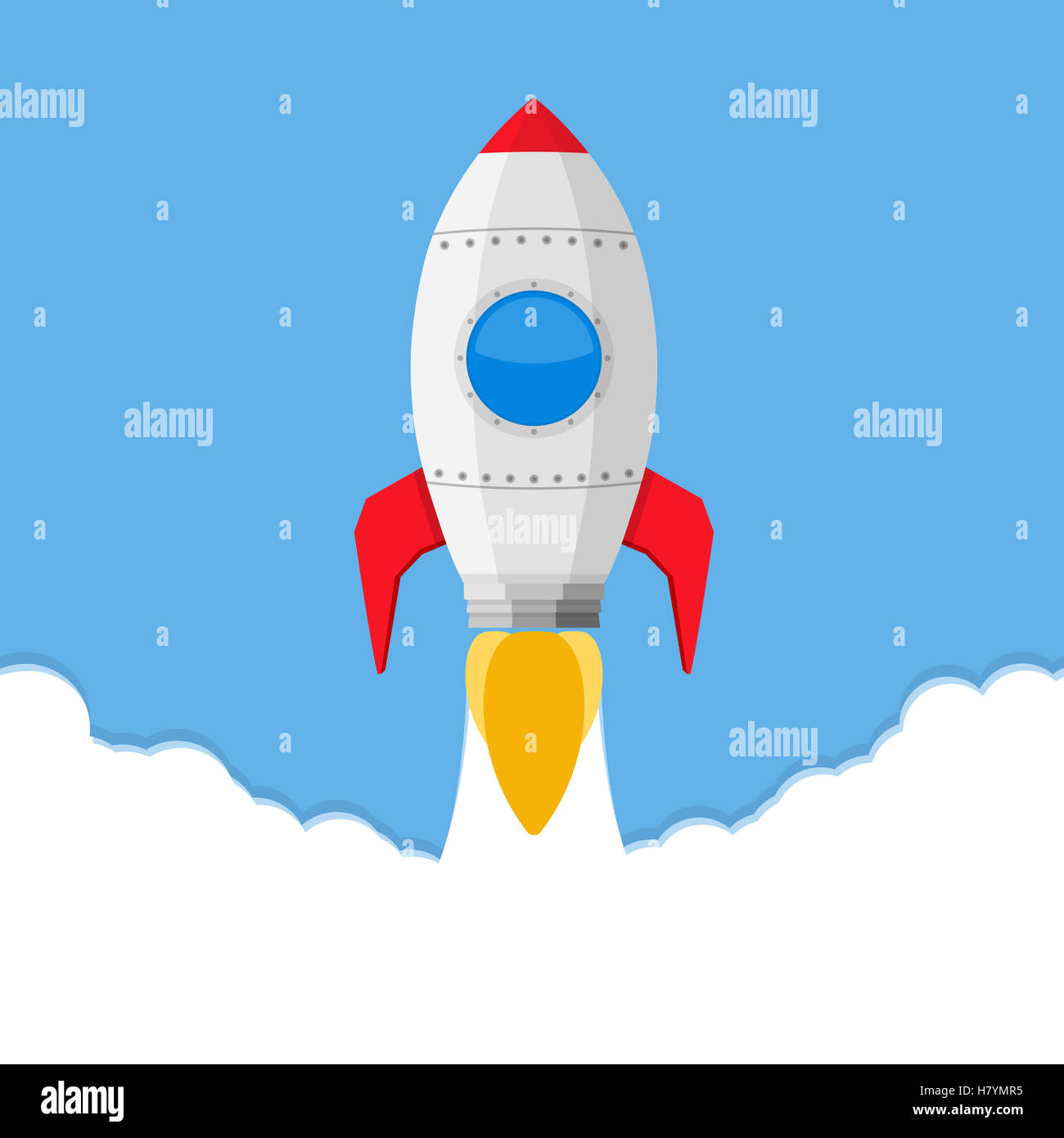 Flying rocket, flat design Stock Photo - Alamy