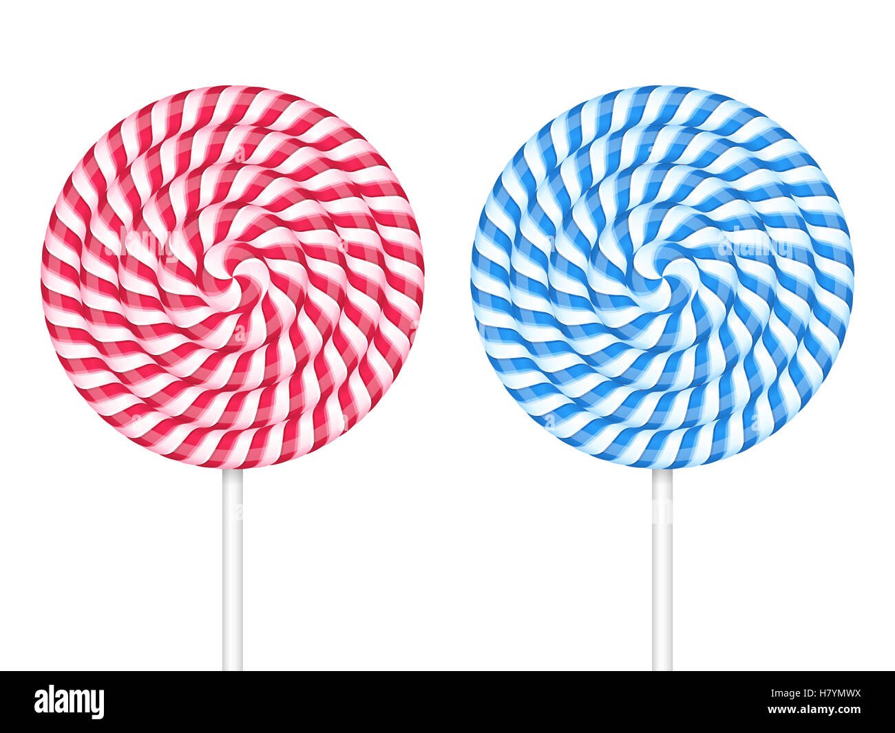 Red and blue lollipops on white background Stock Photo - Alamy