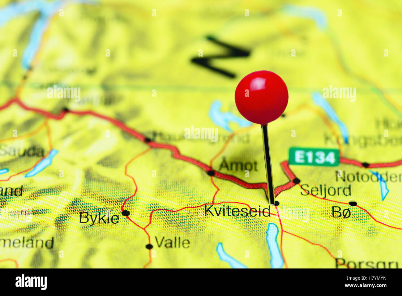 Kviteseid pinned on a map of Norway Stock Photo - Alamy