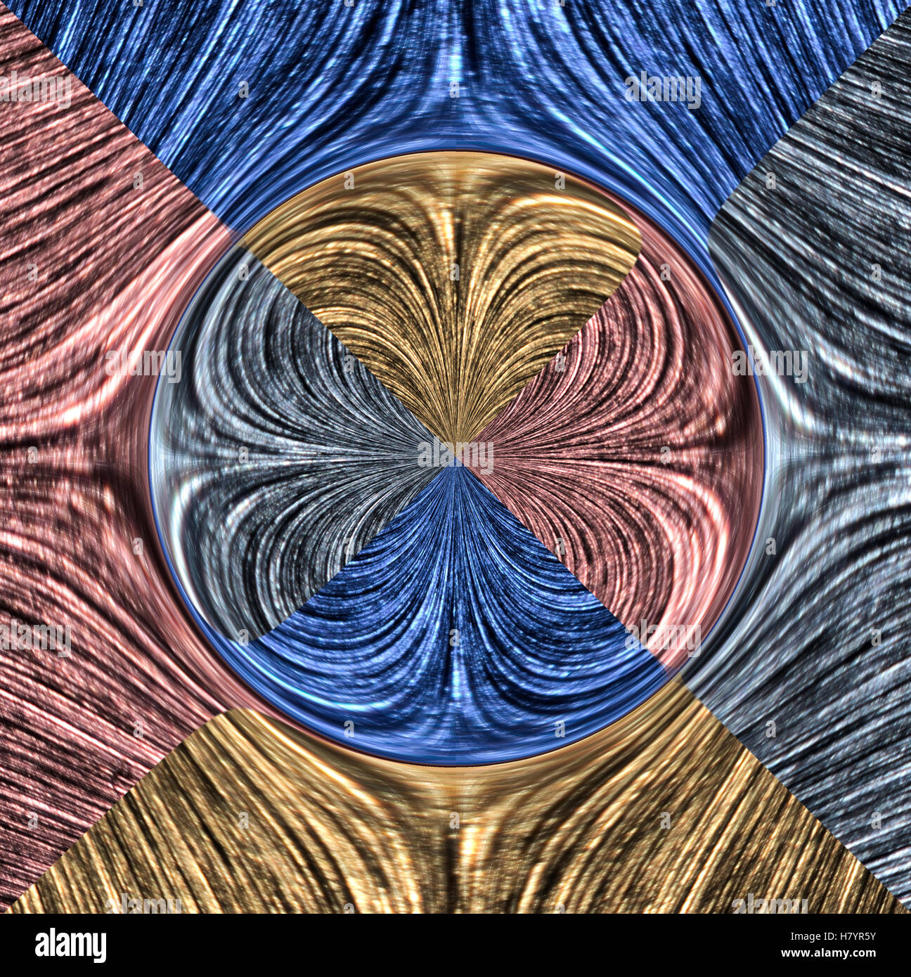 Conceptual shot of differently colored brushed metal surfaces with ...