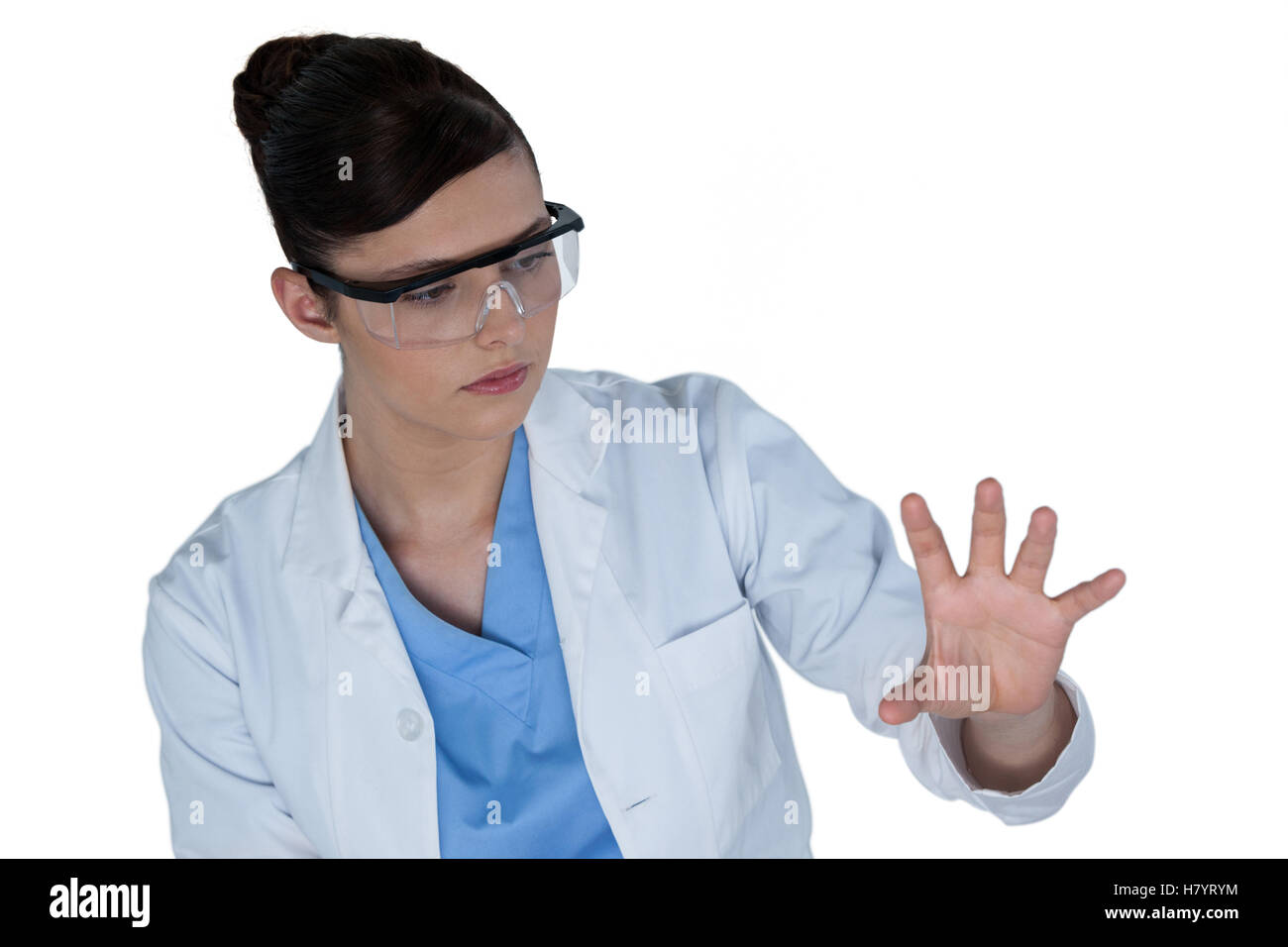 Beautiful female scientist using digital screen Stock Photo - Alamy