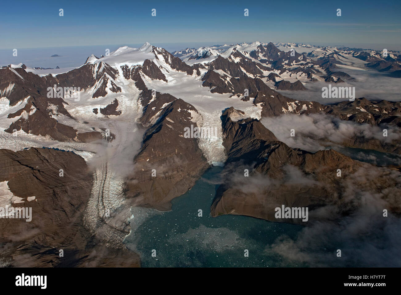Harker and Hamberg Glacier with Allardyce Range, South Georgia Island ...