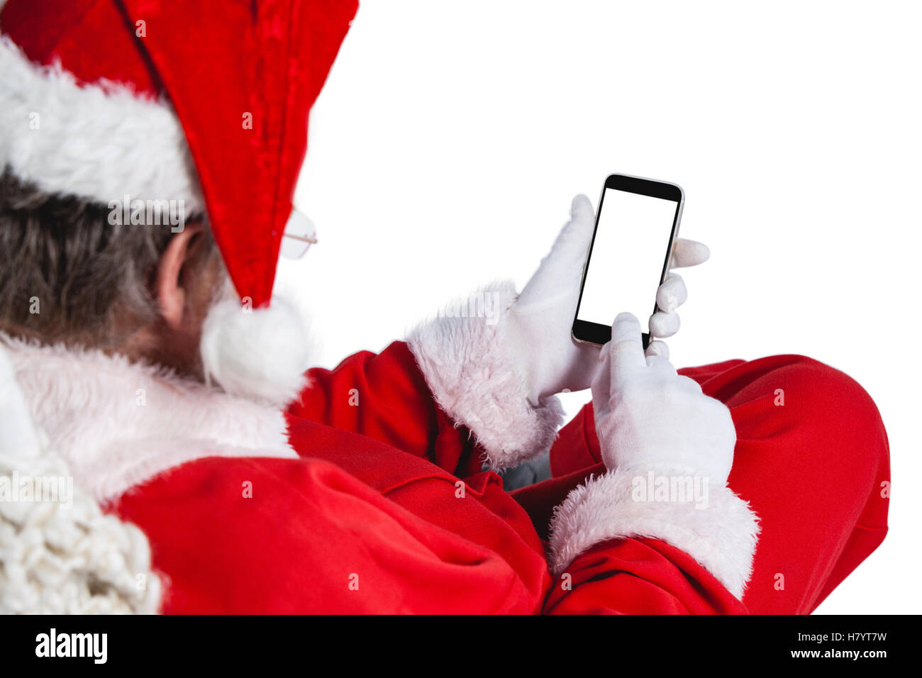 Santa claus using mobile phone Stock Photo - Alamy
