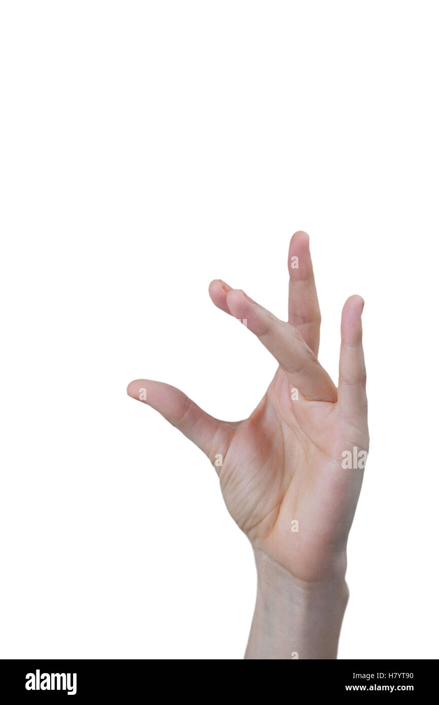 Hand gesturing against white background Stock Photo - Alamy