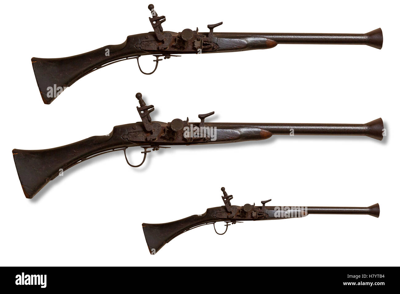 Hunting gun. Close up photo of isolated antique hunting gun on a white ...