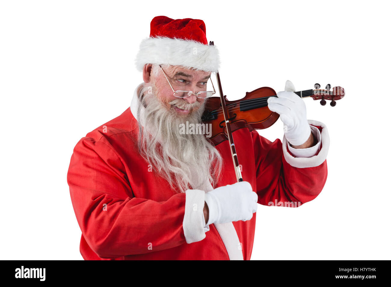 Smiling santa claus playing violin Stock Photo - Alamy