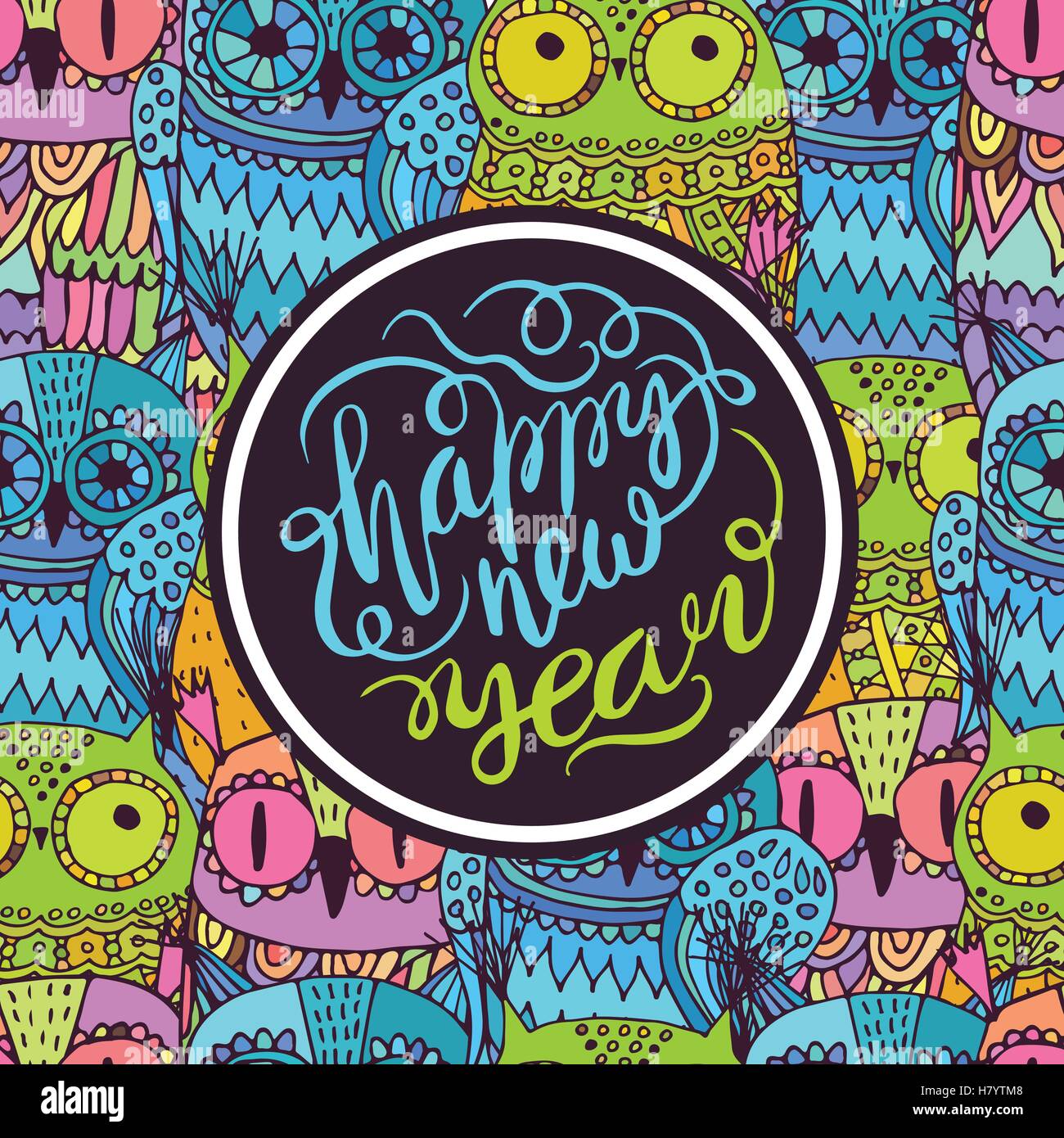 happy New Year. Owls Stock Vector Image & Art - Alamy