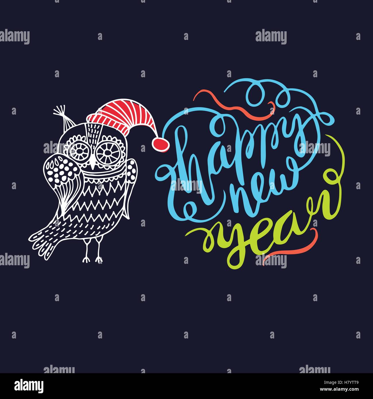 happy New Year. Owl Stock Vector Image & Art - Alamy