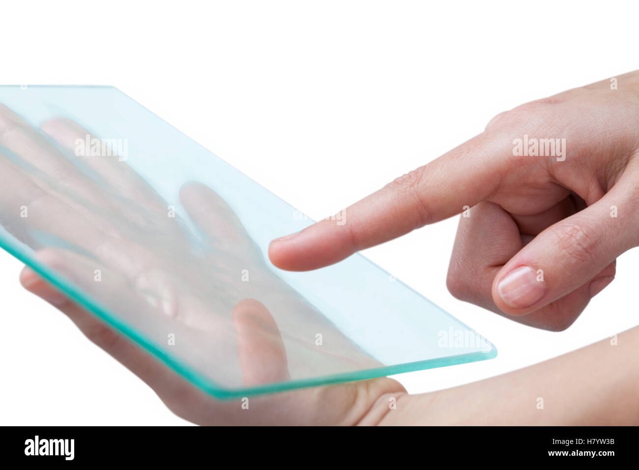 Hands pretending to use digital tablet Stock Photo - Alamy