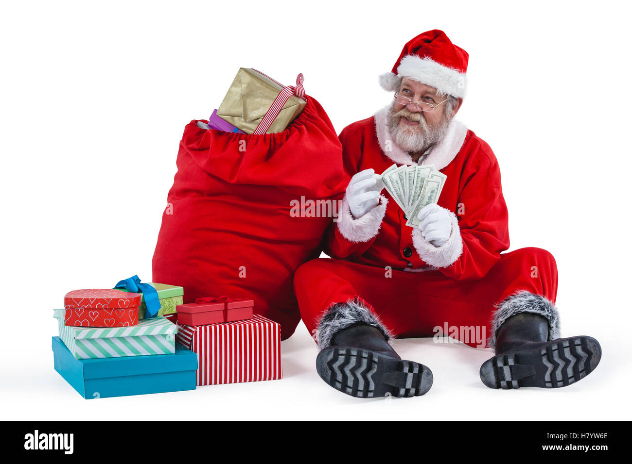 Santa Bag Full Of Cash Cartoon