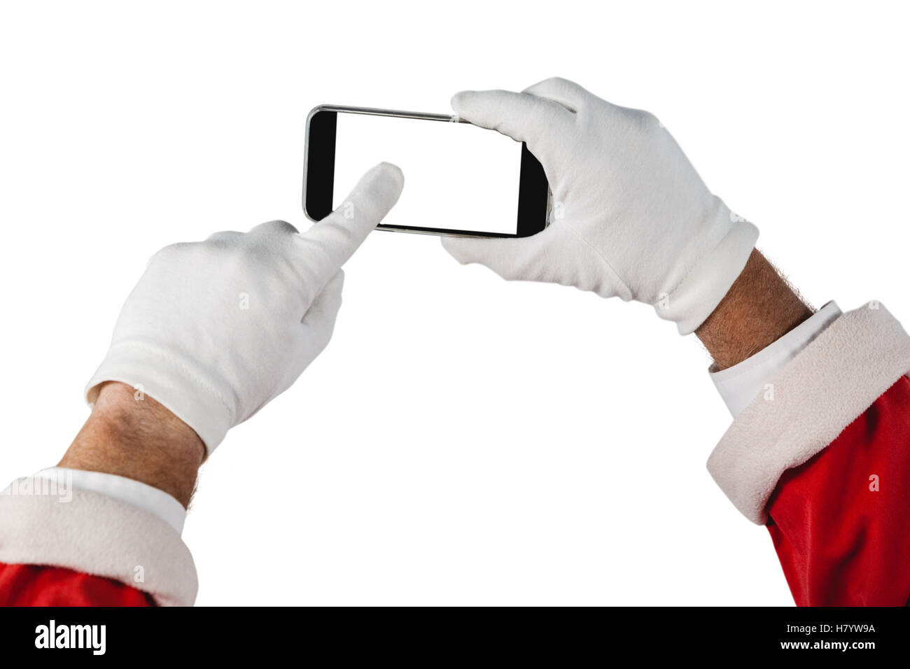 Santa claus using mobile phone Stock Photo - Alamy