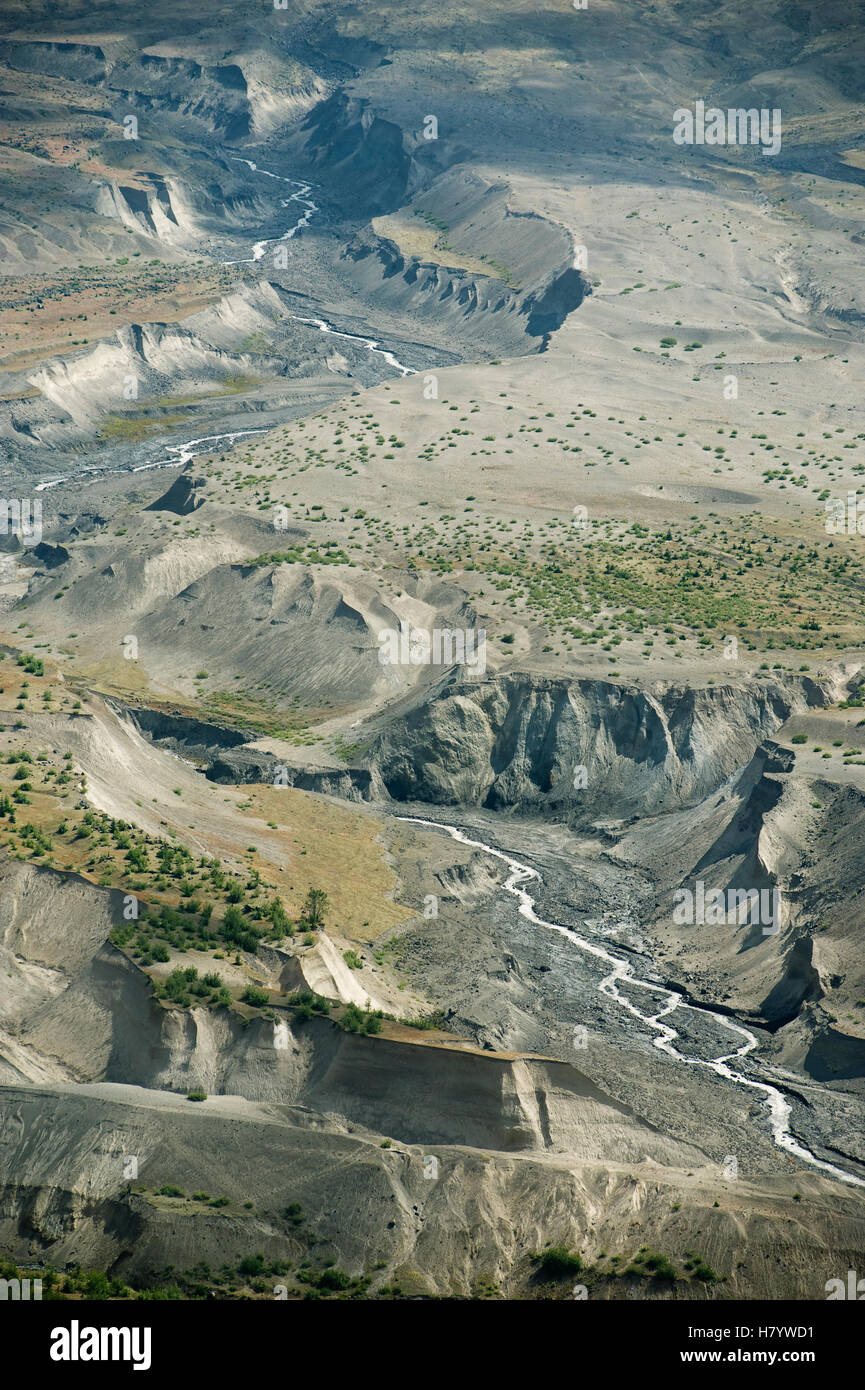 Erosion through ash deposits from eruption, Mount St Helens Volcanic ...